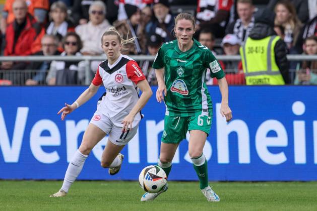 from left Nina Lührßen Eintracht Frankfurt,11 and Reena Wichmann SV ...