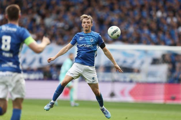 Genk s Matte Smets pictured in action during a friendly soccer game ...