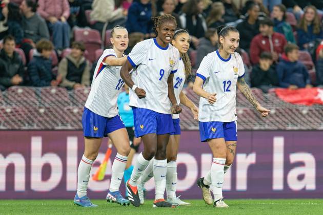 Lancy, Switzerland, October 29 2024 : Eugenie Le Sommer jumps for a ...