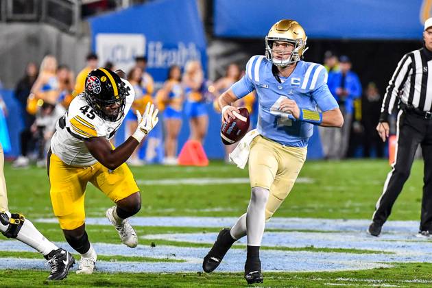 Pasadena, CA.Iowa Hawkeyes defensive lineman Max Llewellyn pressures ...