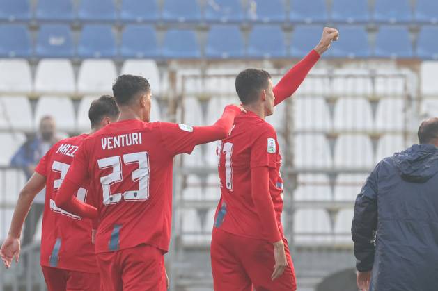 Massimo Zilli celebrates with teammates after scoring goal during the ...