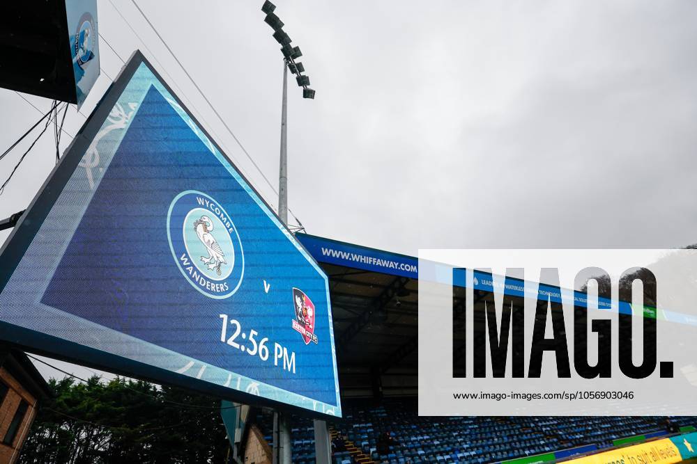 The scoreboard Wycombe Wanderers v Exeter City, EFL Sky Bet League One ...