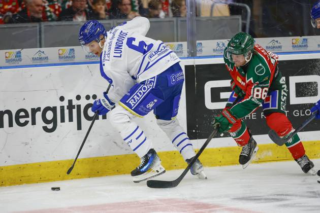 GÖTEBORG, SWEDEN 20240330 Leksands 6 Alexander Lundqvist and Frölundas 86 Erik Thorell during