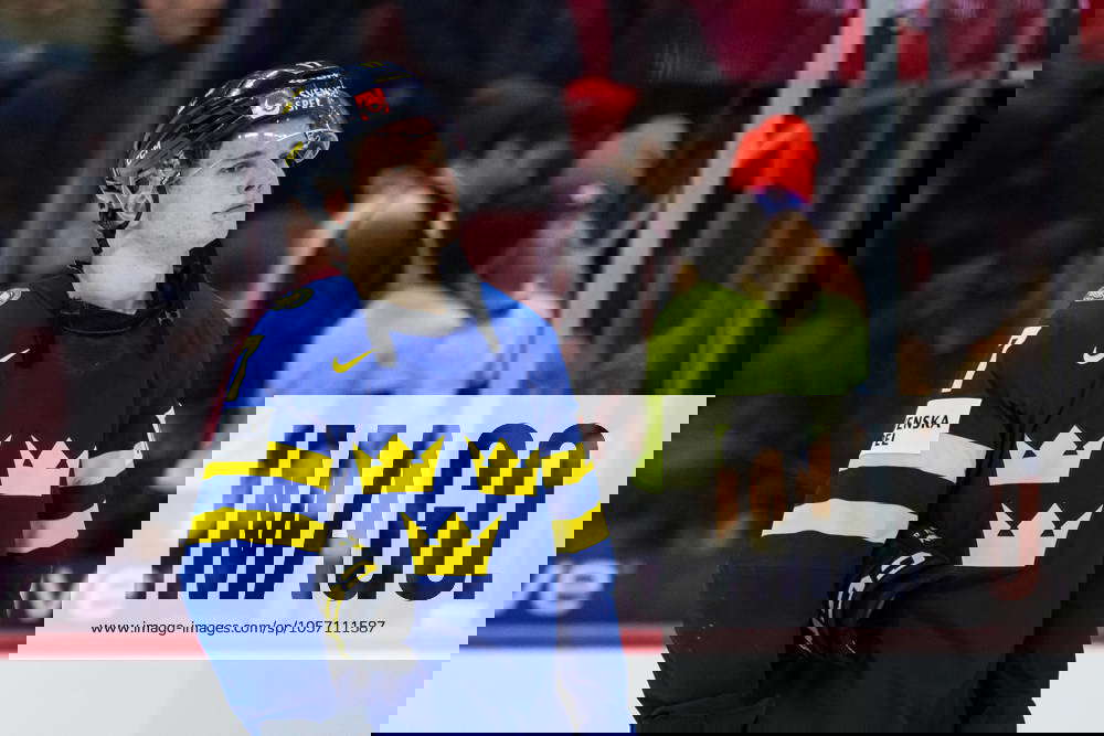 250104 Felix Nilsson of Sweden looks dejected after the 2025 IIHF World ...