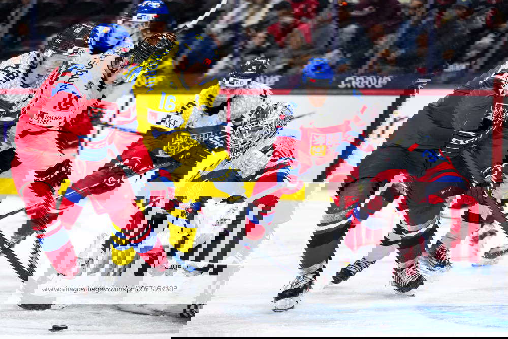 250105 Vojtech Hradec, Adam Jiricek and goaltender Michael Hrabal of ...