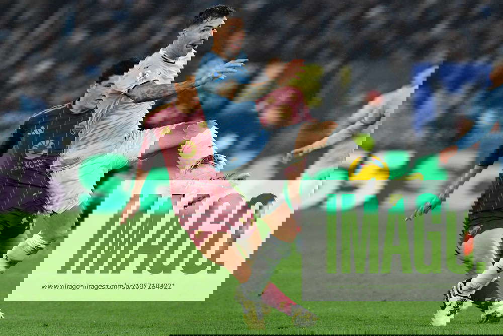 Rome, Italy: Eldor Shomurodov of AS Roma Alessio Romagnoli of SS Lazio ...