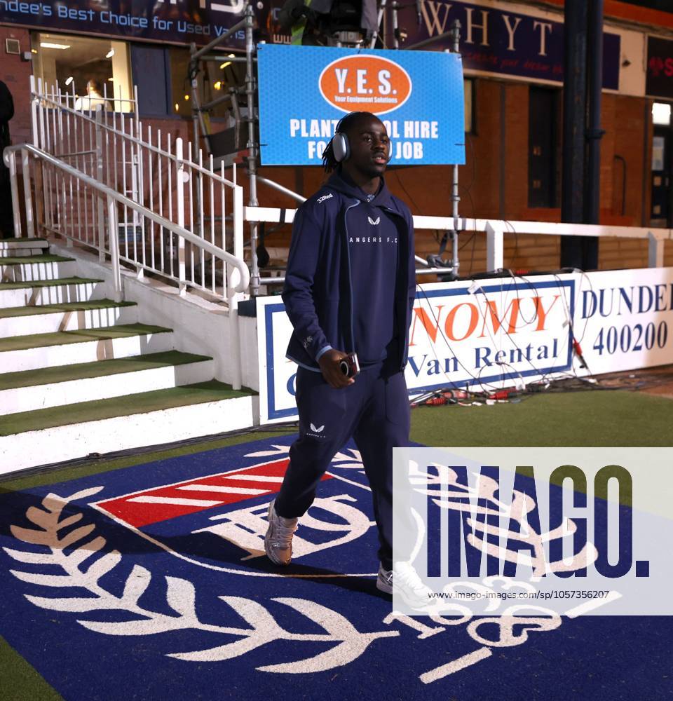 Clinton Nsiala arrives for the Scottish Premiership match at Dens Park ...