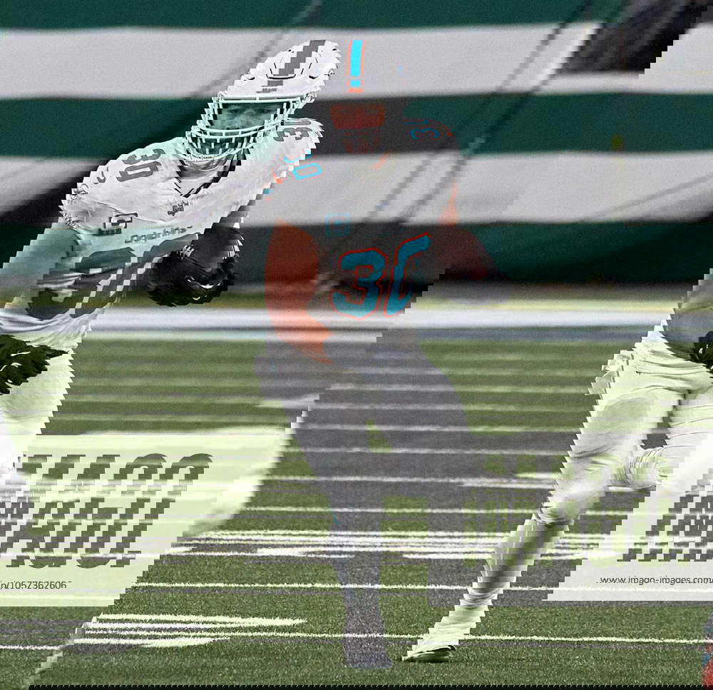 Miami Dolphins fullback Alec Ingold looks for running room during a NFL ...