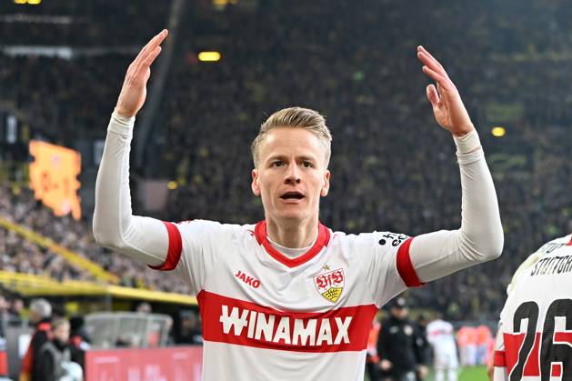 Chris Fuehrich VfB Stuttgart celebrates after scoring his teams second ...
