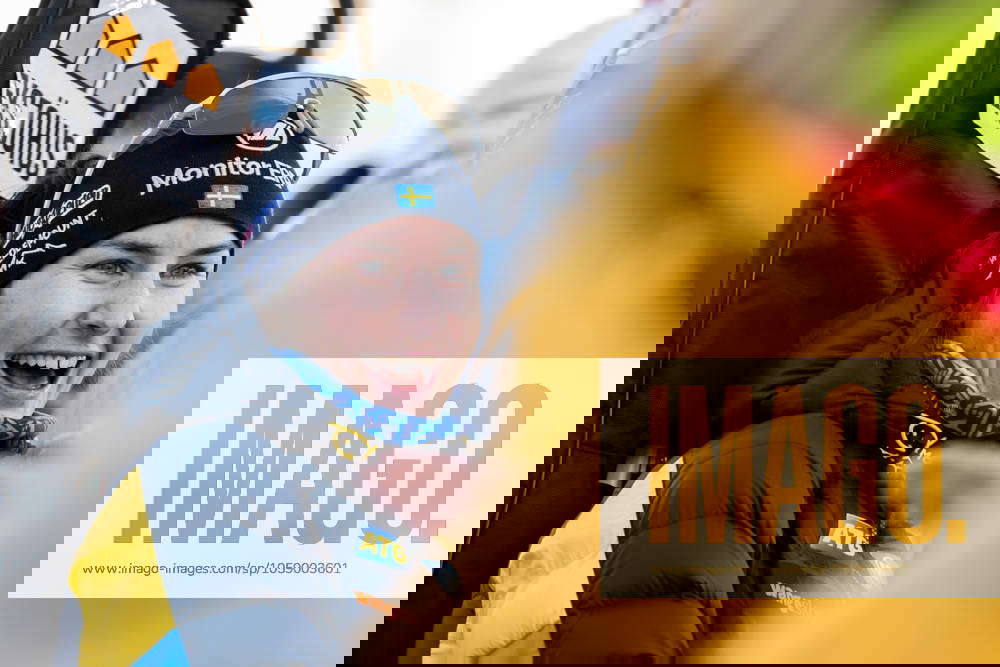 Ella Halvarsson of Sweden celebrates after women s 15 km individual ...