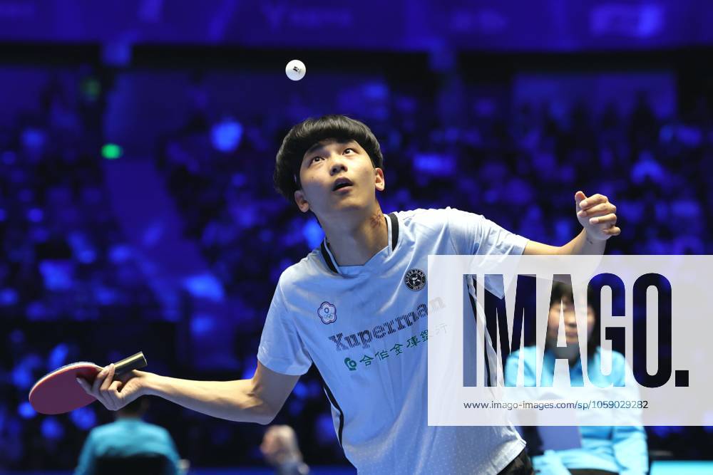 SHENZHEN, Feb. 19, 2025 -- Huang Yan-cheng of Chinese Taipei serves ...