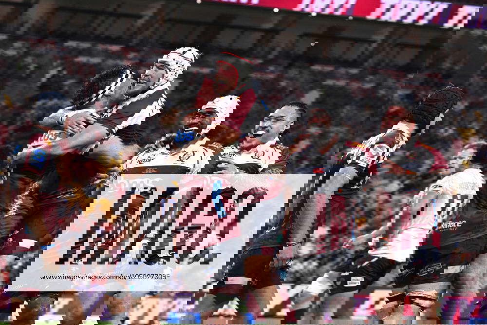 SUPER RUGBY REDS PASIFIKA, Ryan Smith of the Reds reacts with Fraser ...