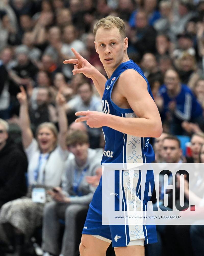 Sasu Salin of Finland reacts during the basketball European ...