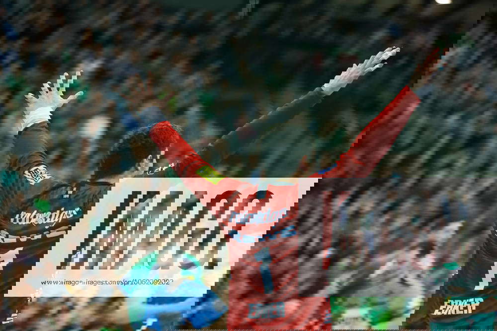 Domenico Ebner SC DHfK Leipzig, 1 cheers over held ball, defended, held ...