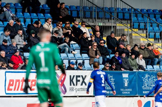 250330 Trelleborg supporters during the Superettan football match ...
