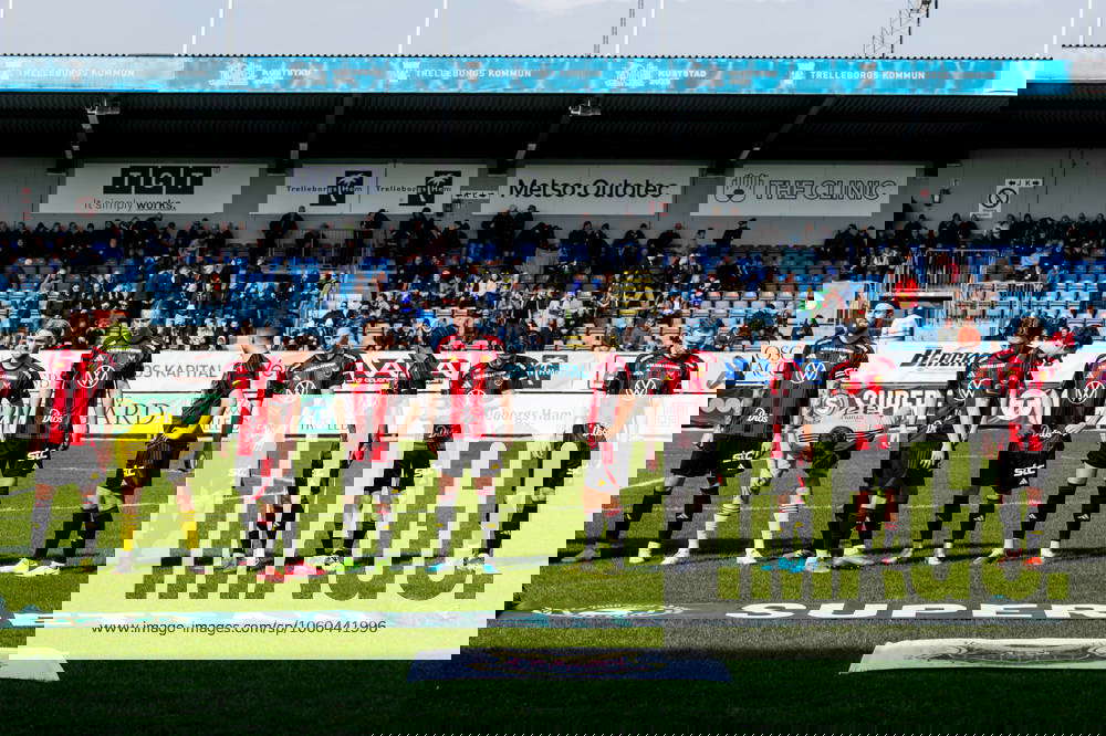 Östersunds players line up for the Superettan football match between ...