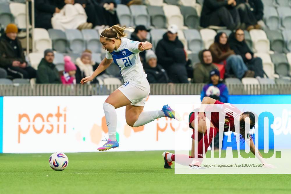 Oona Sevenius (L) of Finland jumps past Fanni Nagy of Hungary to gain ...