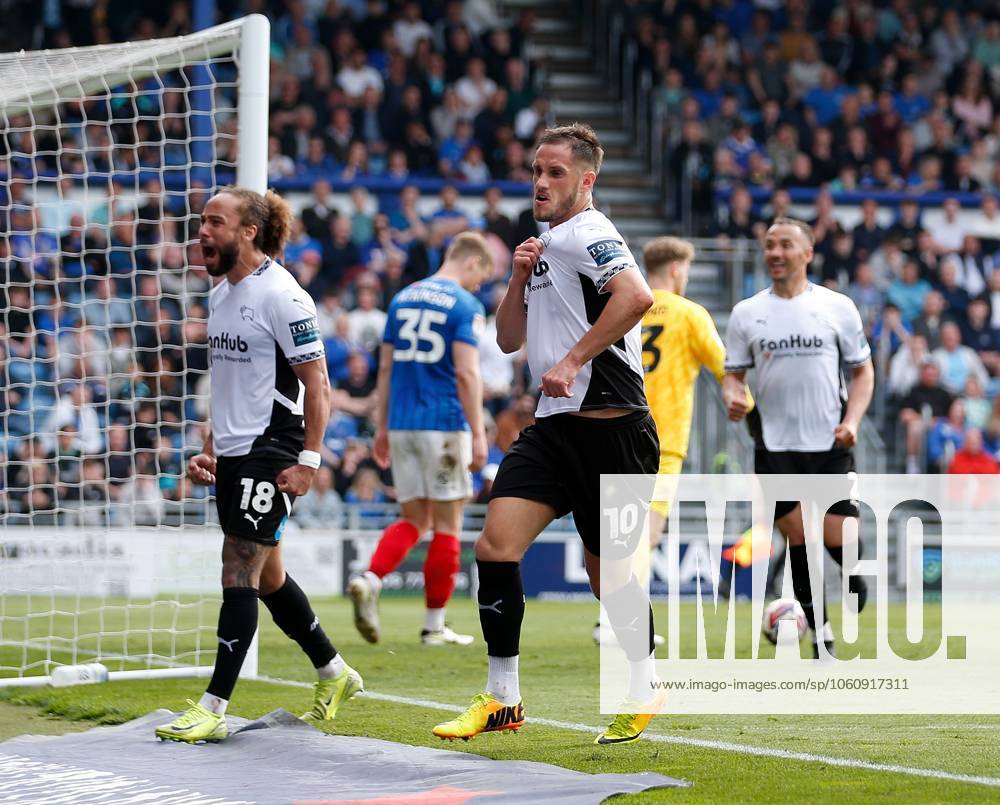 Jerry Yates celebrates scoring the opening goal for Derby County ...