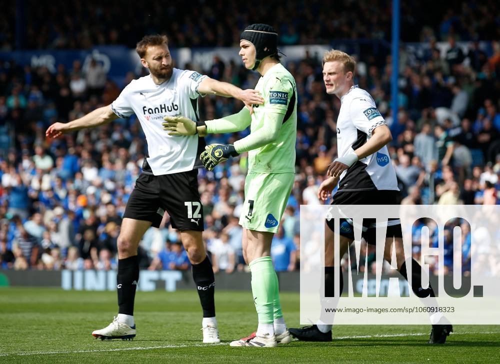 Jacob Widell Zetterstrom is congratulated by his Derby County teammates ...