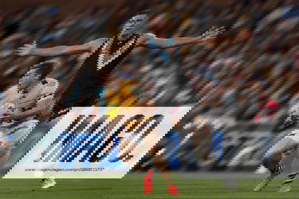 AFL POWER HAWKS, Dylan Moore of the Hawks and Jordon Sweet of the Power ...