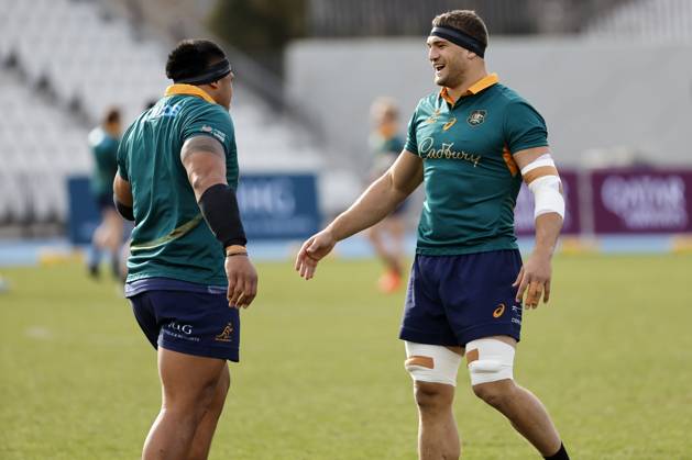 RUGBY WALLABIES TRAINING, Allan Alaalatoa of the Wallabies, Nick ...