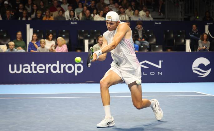 Belgian Tibo Colson pictured in action during the European Open ATP ...