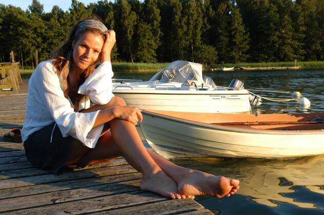 Leonore Capell, die Schauspielerin am Rande der Dreharbeiten zu dem ZDF ...