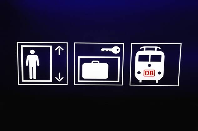 Piktogramm der Deutschen Bahn, Piktogramm, Bahnhof, Information, Zug, Bahn, DB, Deutsche