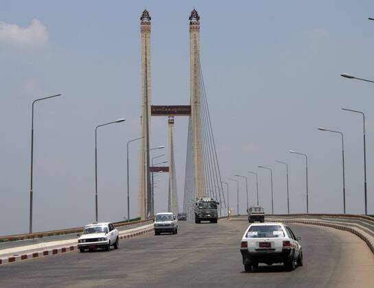 YANGON, Aung Zay Ya bridge across Hlaing River is seen in Yangon ...