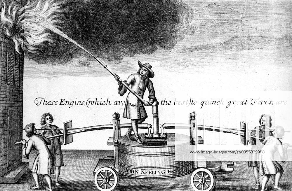 A seventeenth century fire squirt, John Keeling s fire engine. In the ...
