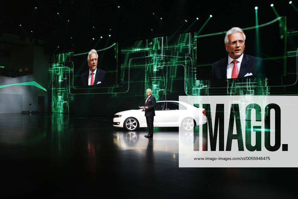 Skoda Auto CEO Winfried Vahland presents Skoda MissionL, liftback ...