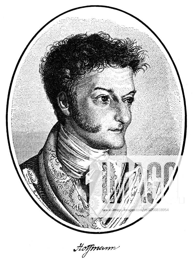 Historischer Druck, Portrait von E. T. A. oder Ernst Theodor Amadeus ...