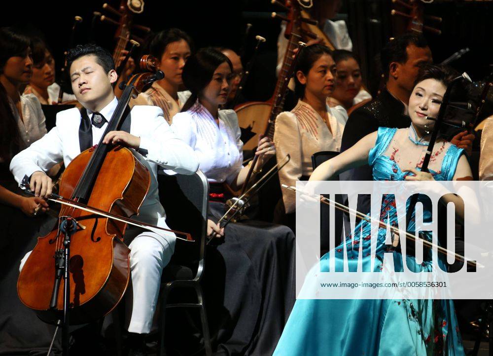 HONG KONG, 2012 Musician Yu Hongmei and cellist Tian Weiyang perform ...