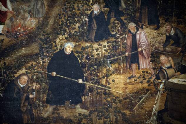 Gemälde Der Weinberg des Herrn von Lucas Cranach d.J., 1569, in der Wittenberger Stadtkirche St