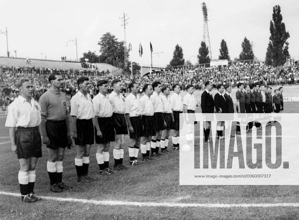 1954 World Cup England v Belgium The teams line up before the start of ...