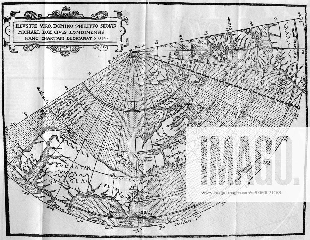 Michael Lok s map of the New World. A.D 1582. 1582 UnitedArchives