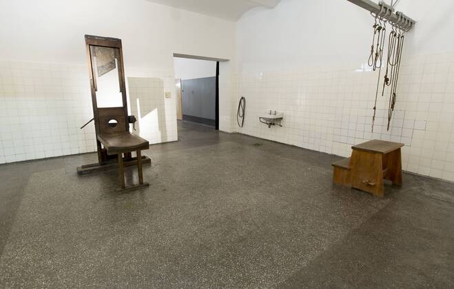 Execution room called Axe Room with at least 70 years old guillotine in ...