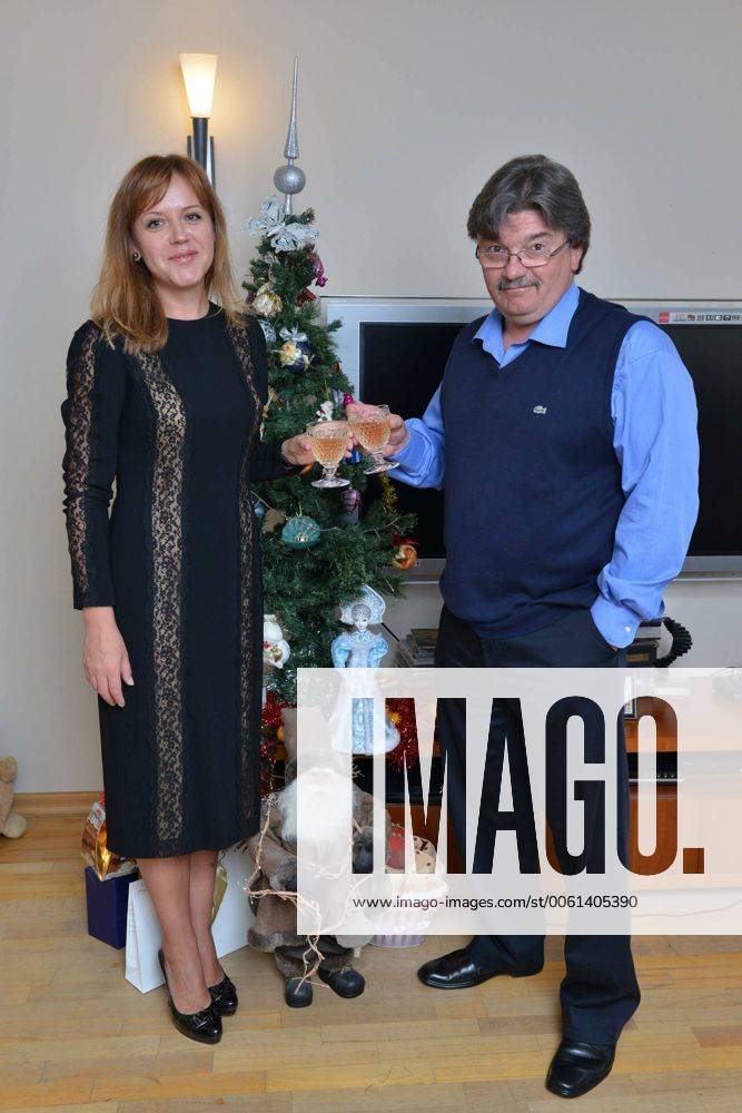 Russian writer, journalist Andrey Konstantinov with his wife, actress ...