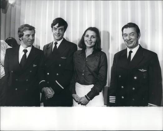 Nov. 11, 1974 - Crew of Skyjacked VC-10 Arrive: The crew of the British ...