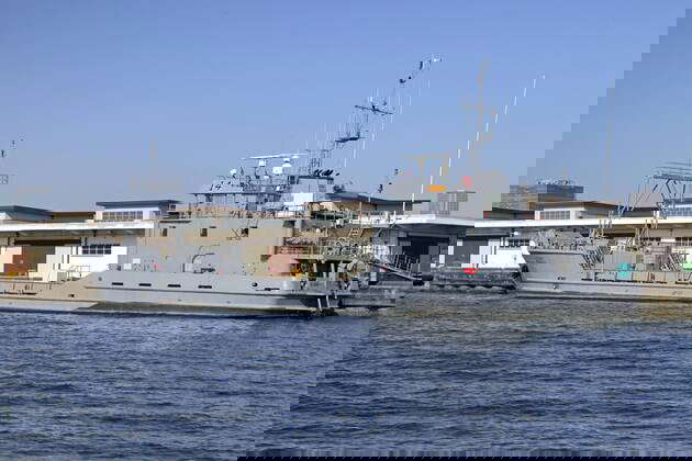 US Army LCU Runnymede class large landing craft at Yokohama port ...