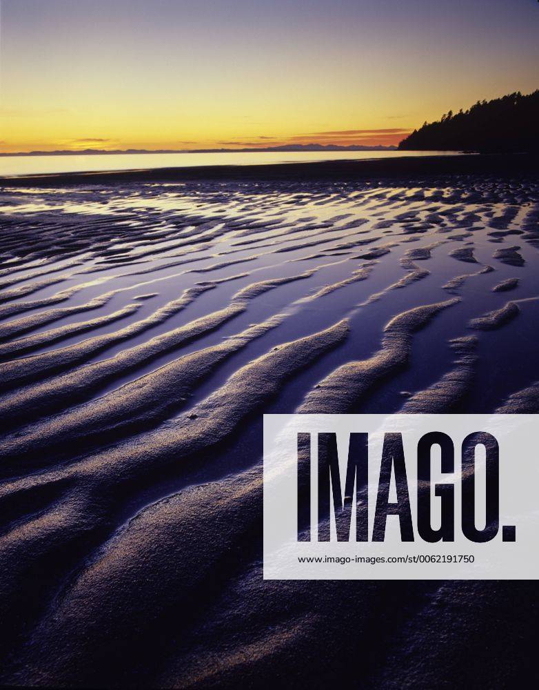 Sand bars at sunset, White Rock Beach, British Columbia, Canada