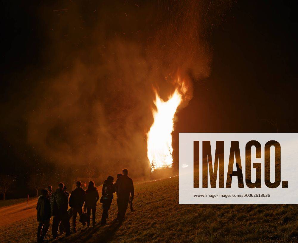Austria, Vorarlberg, Rhine Valley, Viktorsberg, Bonfire