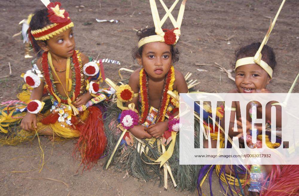 Young Yapese dancers in traditional costume. The children are taught ...