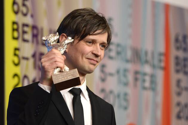 Sturla Brandth Grovlen with the silver bear for best camera on stage ...