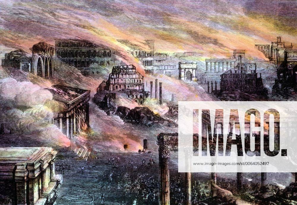 Der Brand Roms Im Jahr 64 nach Christus zündete der wahnsinnige Kaiser ...