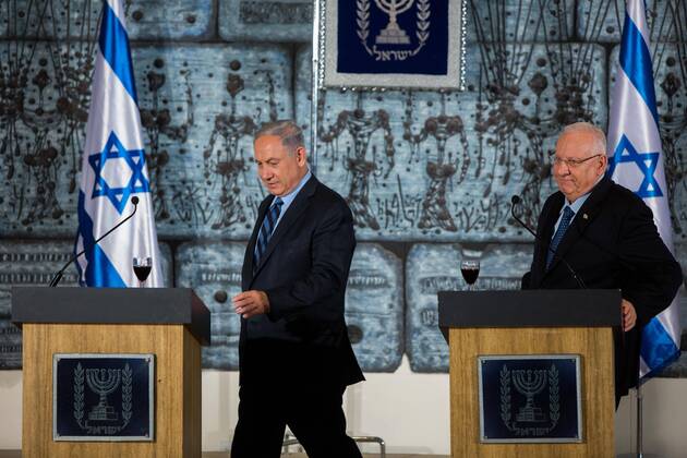 (150519) -- JERUSALEM, May 19, 2015 -- Israeli President Reuven Rivlin (R, front), Prime Minister