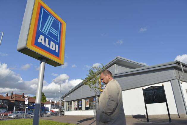 Manchester, England, UK - An Aldi lorry trailer displaying the ...