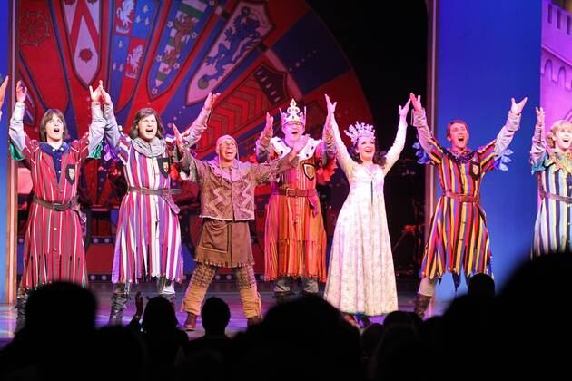 English actors Joe Pasquale and Joe Tracini and British actress, Sarah ...