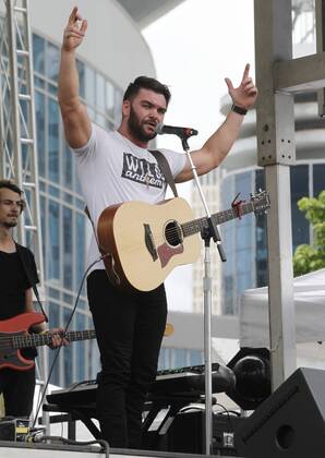 Country music artist Dylan Scott performs during the CMA Music Festival ...
