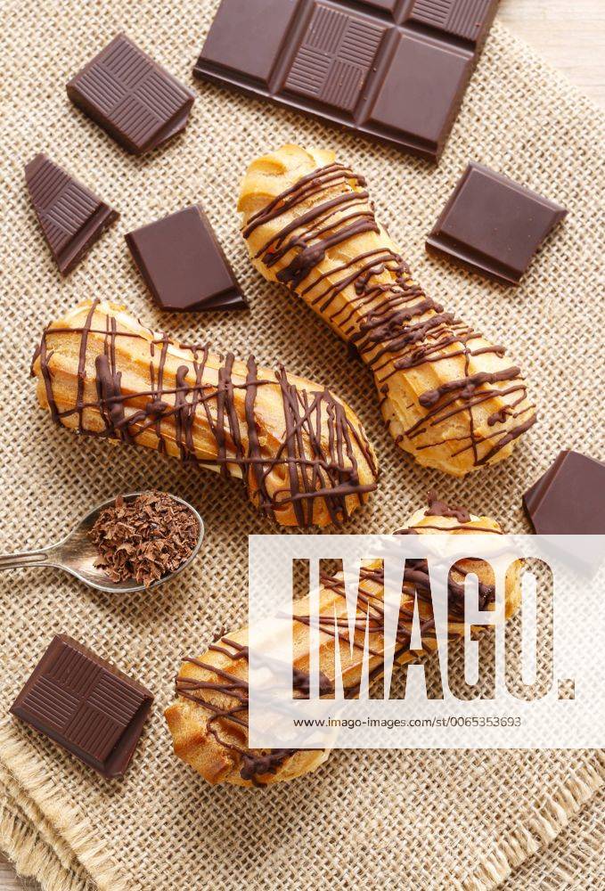 Eclairs with chocolate. Party dessert